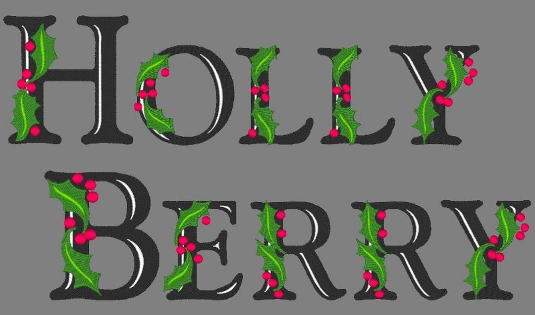 HOLLY BERRY - 78 Machine Embroidery Font Designs Instant Download 4x4 ...