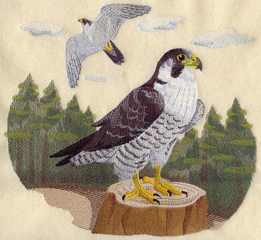 PEREGRINE FALCON SCENE- Machine Embroidered Quilt Block (azeb) - Etsy