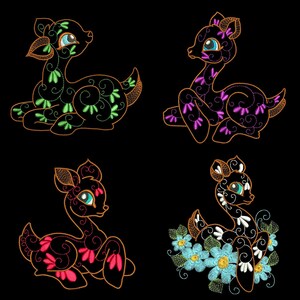 CURLY DEER (4inch) - 10 Machine Embroidery Designs Instant Download 4x4 ...