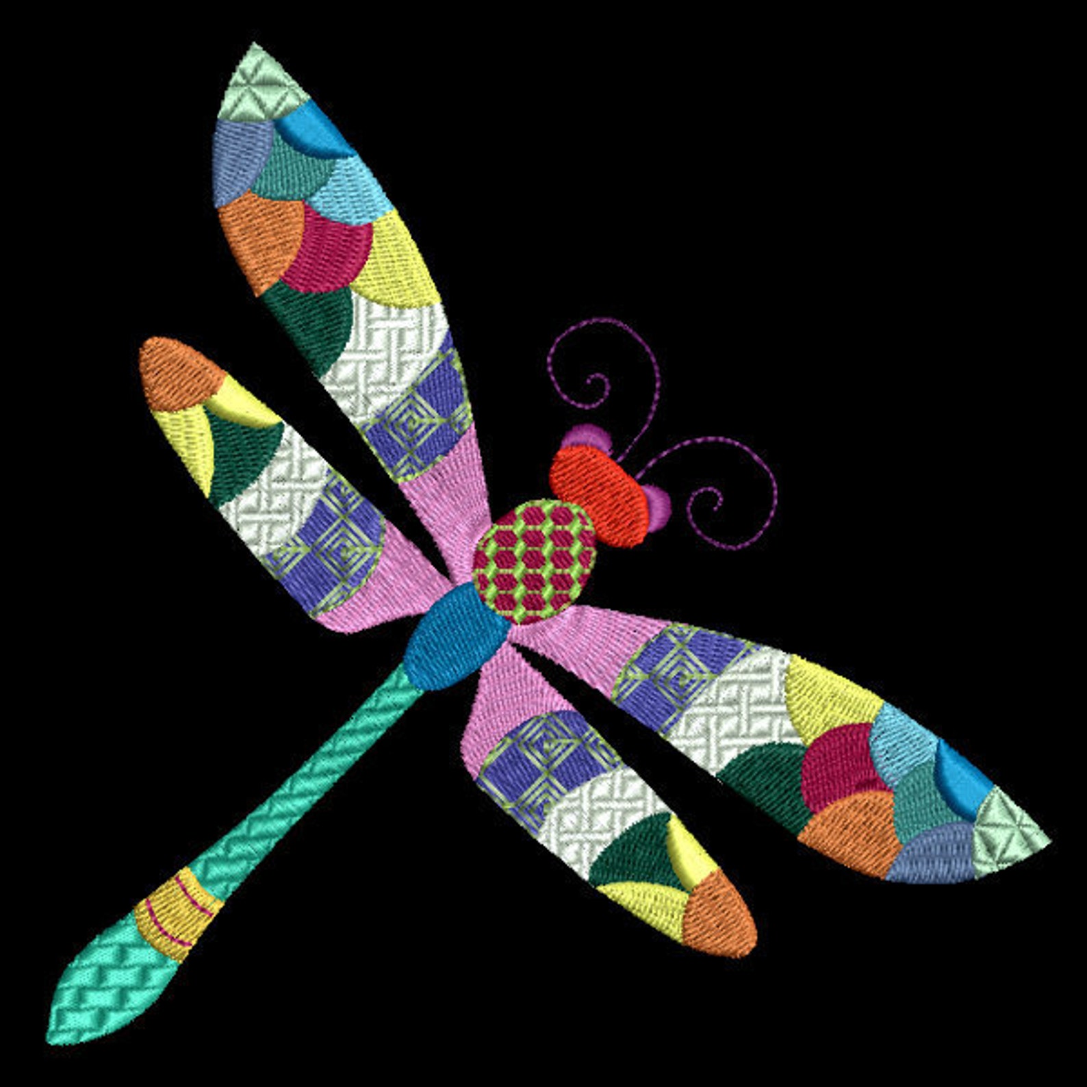 PATCHWORK DRAGONFLIES (5inch) - 24 Machine Embroidery Designs Instant ...