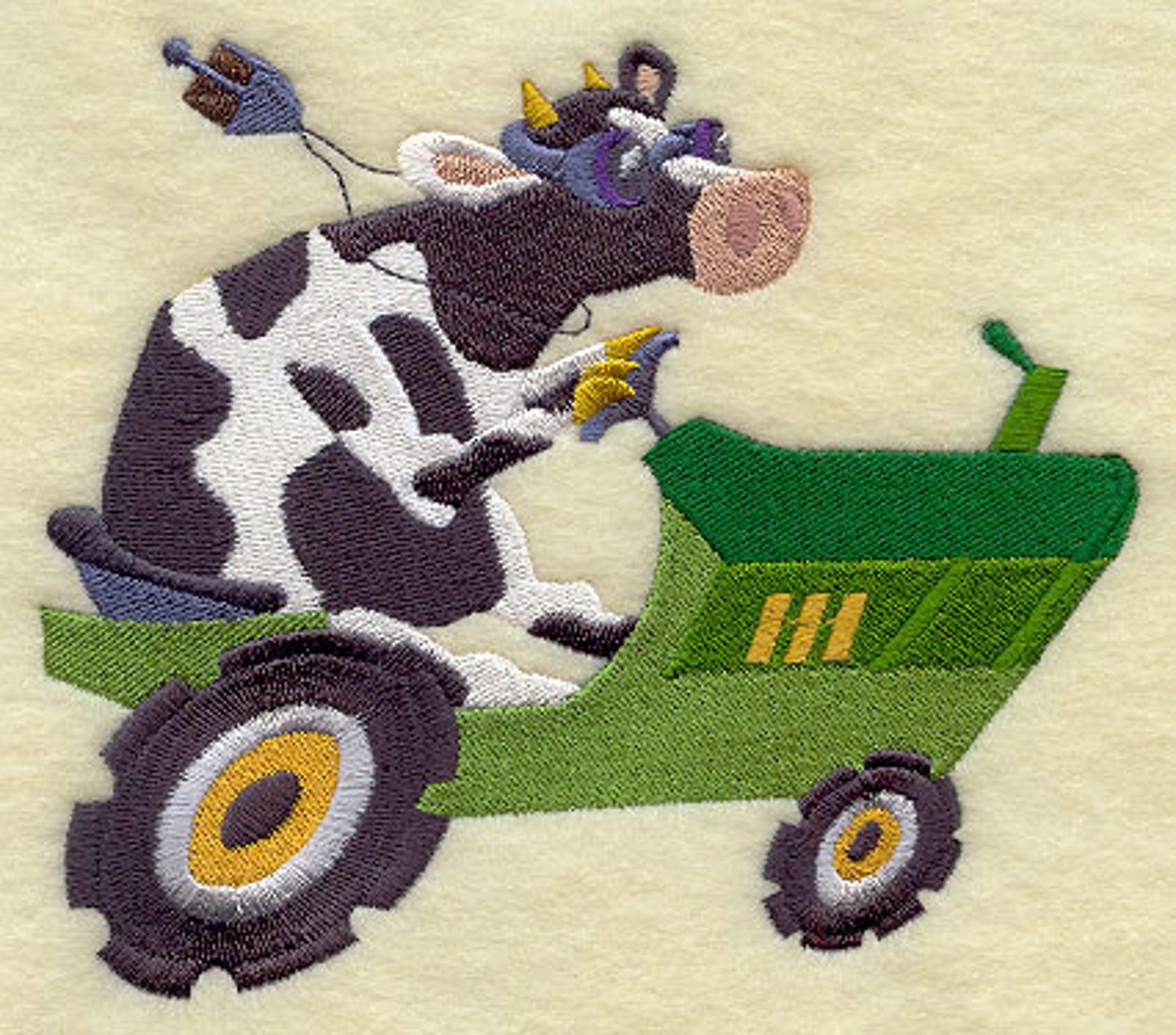 COW RACER on A TRACTOR Machine Embroidered Quilt Blocks - Etsy