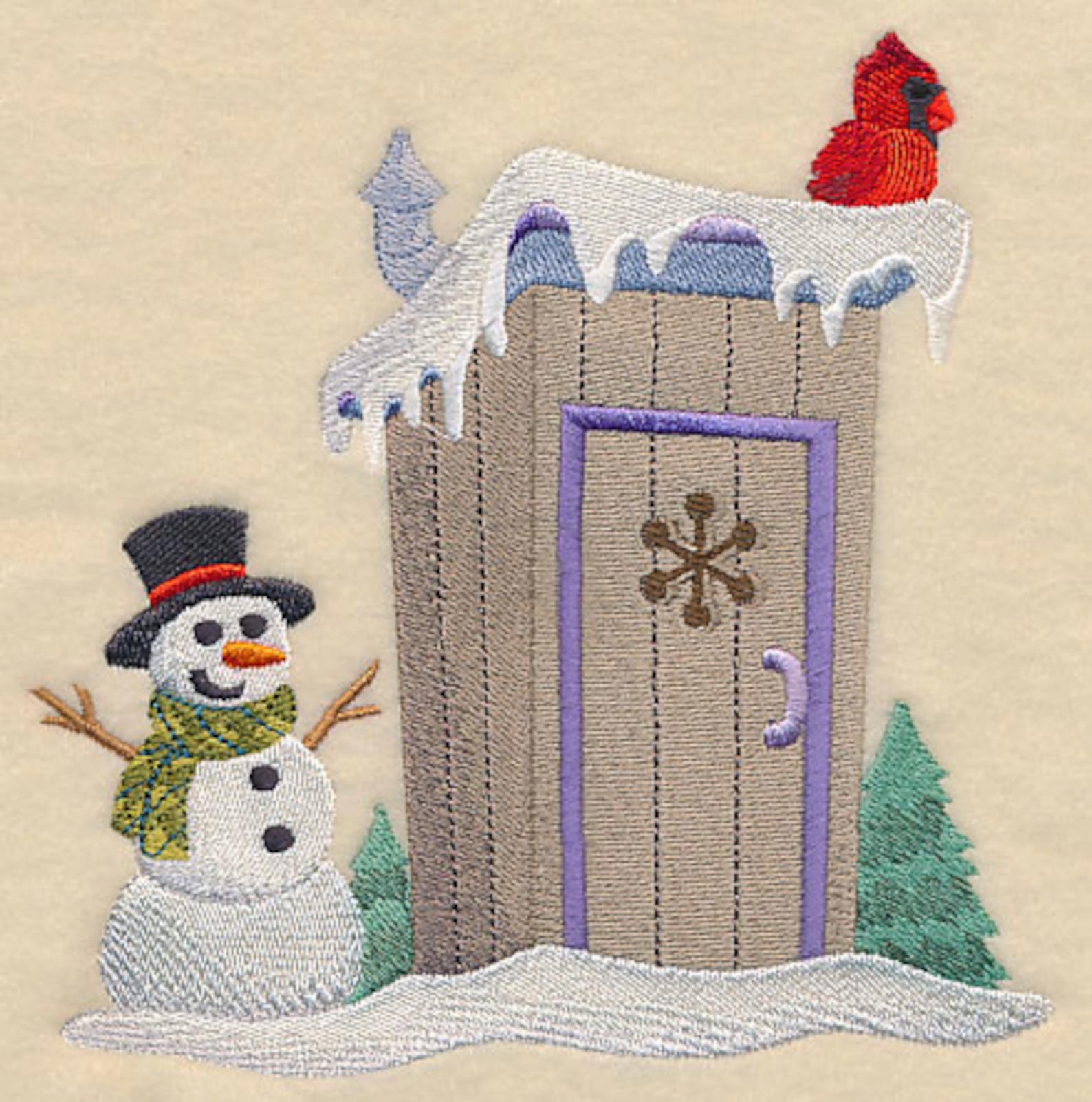 WINTER OUTHOUSE - HIS - Machine Embroidery Quilt Block (azeb) - Etsy