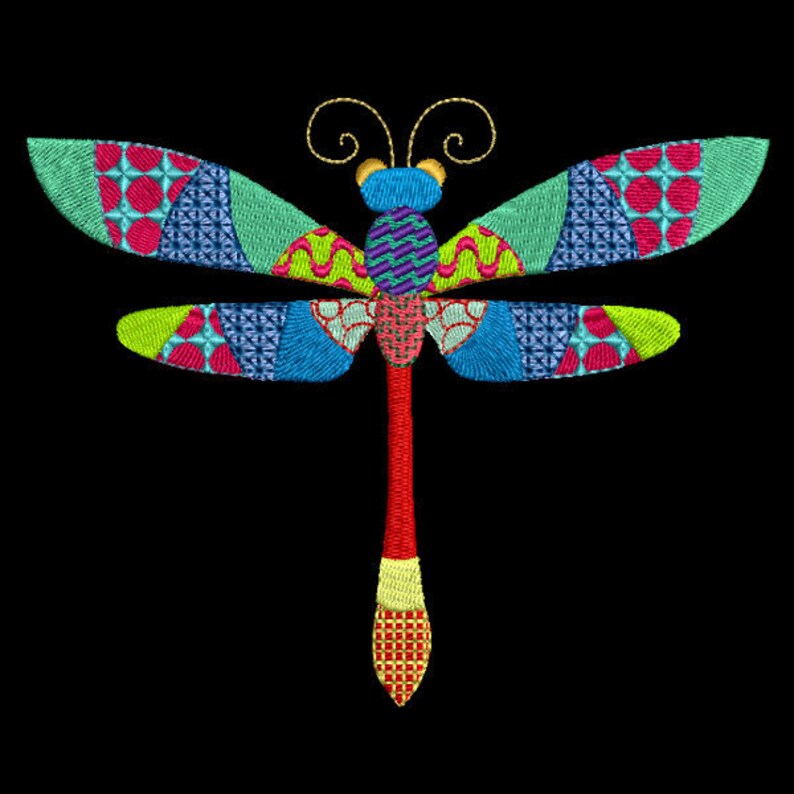 PATCHWORK DRAGONFLIES (5inch) - 24 Machine Embroidery Designs Instant ...