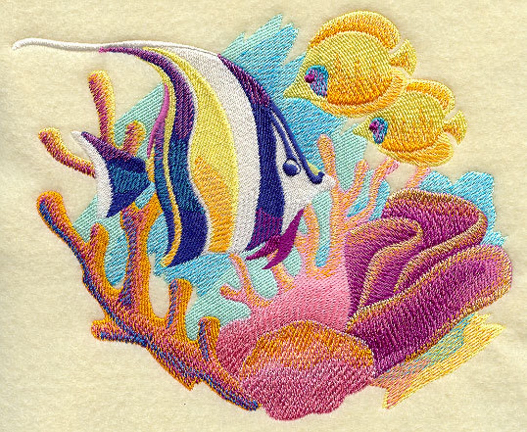 WATERCOLOR CORAL REEF Machine Embroidered Quilt Blocks azeb - Etsy