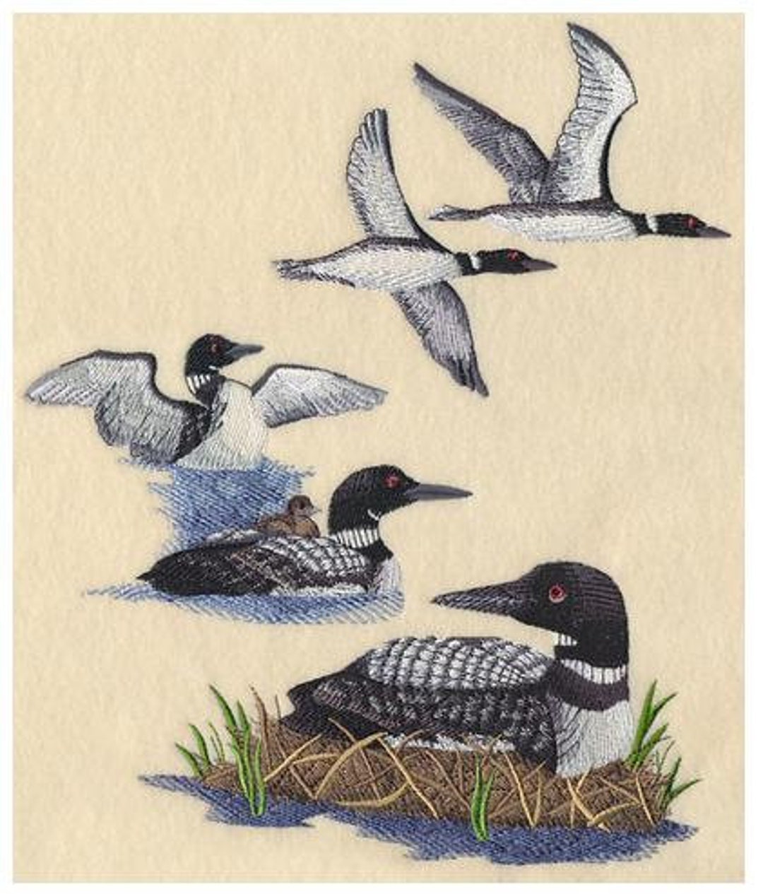 LOON COLLAGE - Machine Embroidered Quilt Blocks (azeb) - Etsy