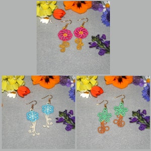FSL SPRING FLOWER Earrings (2 Inch) (free Standing Lace)- 10 Machine ...