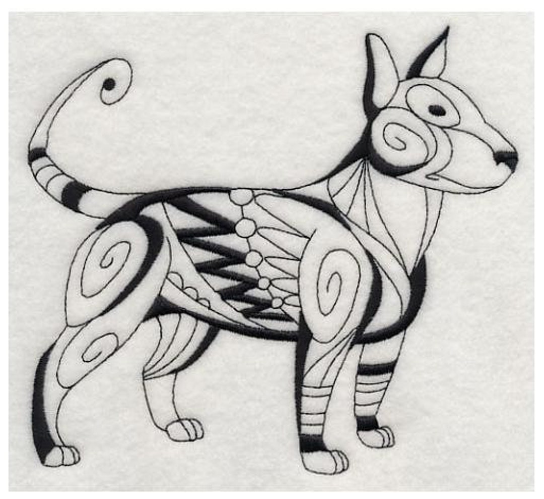 DEBONAIR DOG (BLACKWORK)- Machine Embroidered Quilt Block (azeb) - Etsy