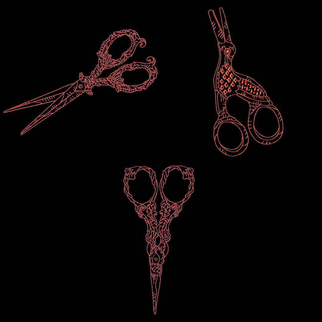 VINTAGE SCISSORS #2(5inch) - 10 Machine Embroidery Designs Instant ...