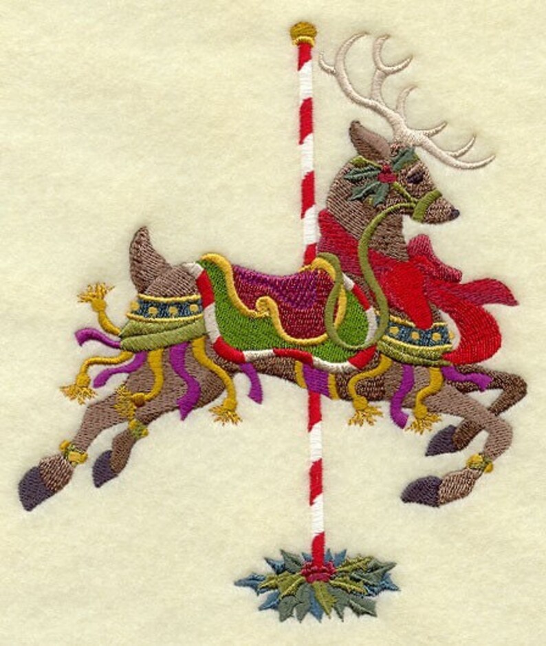 CAROUSEL CHRISTMAS REINDEER Machine Embroidery Quilt Block - Etsy