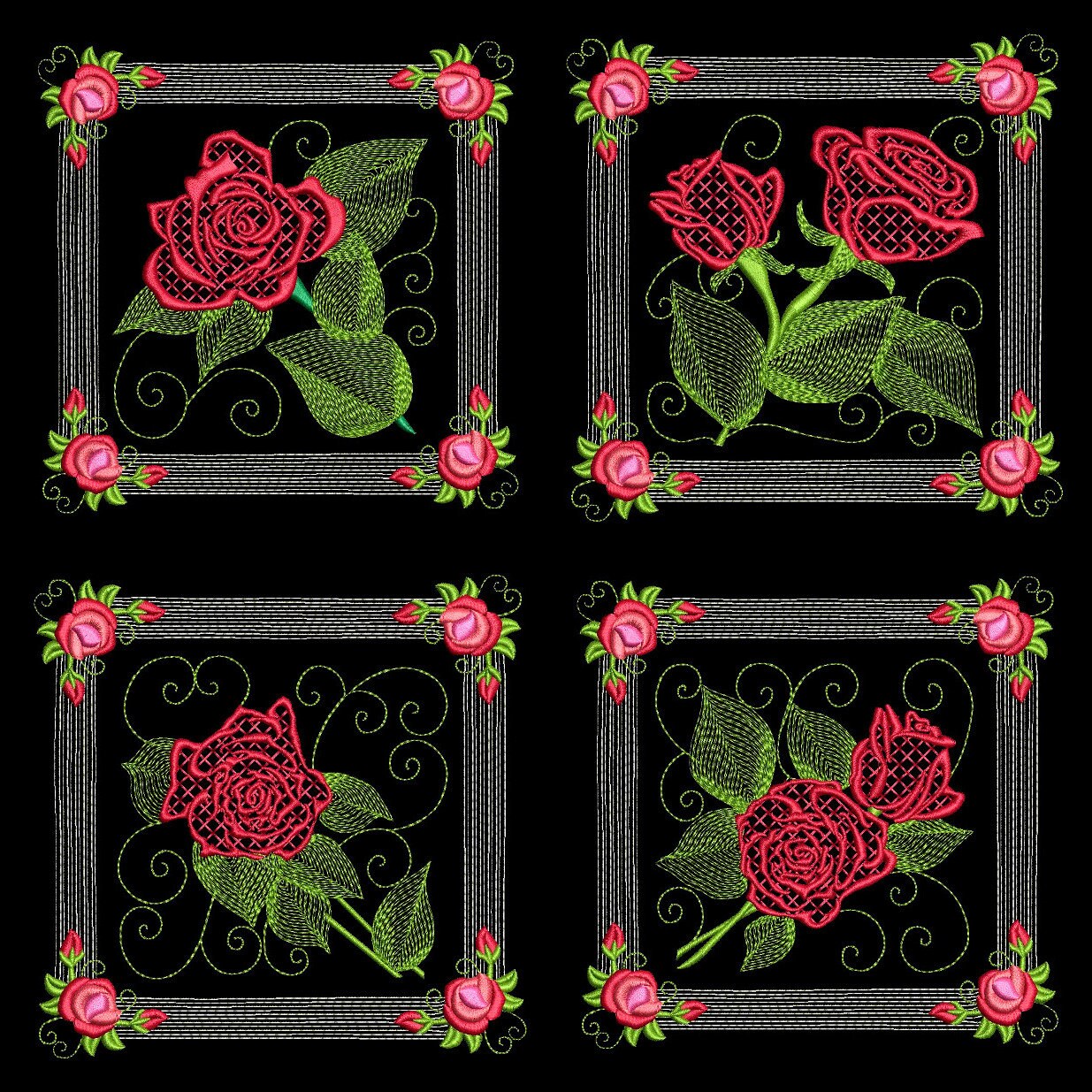 PRETTY ROSE BLOCKS 5inch 10 Machine Embroidery Designs | Etsy