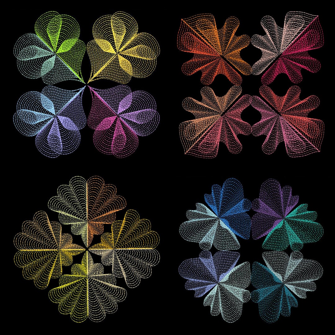 CURLY QUILT BLOCKS (6inch) - 12 Machine Embroidery Designs Instant ...