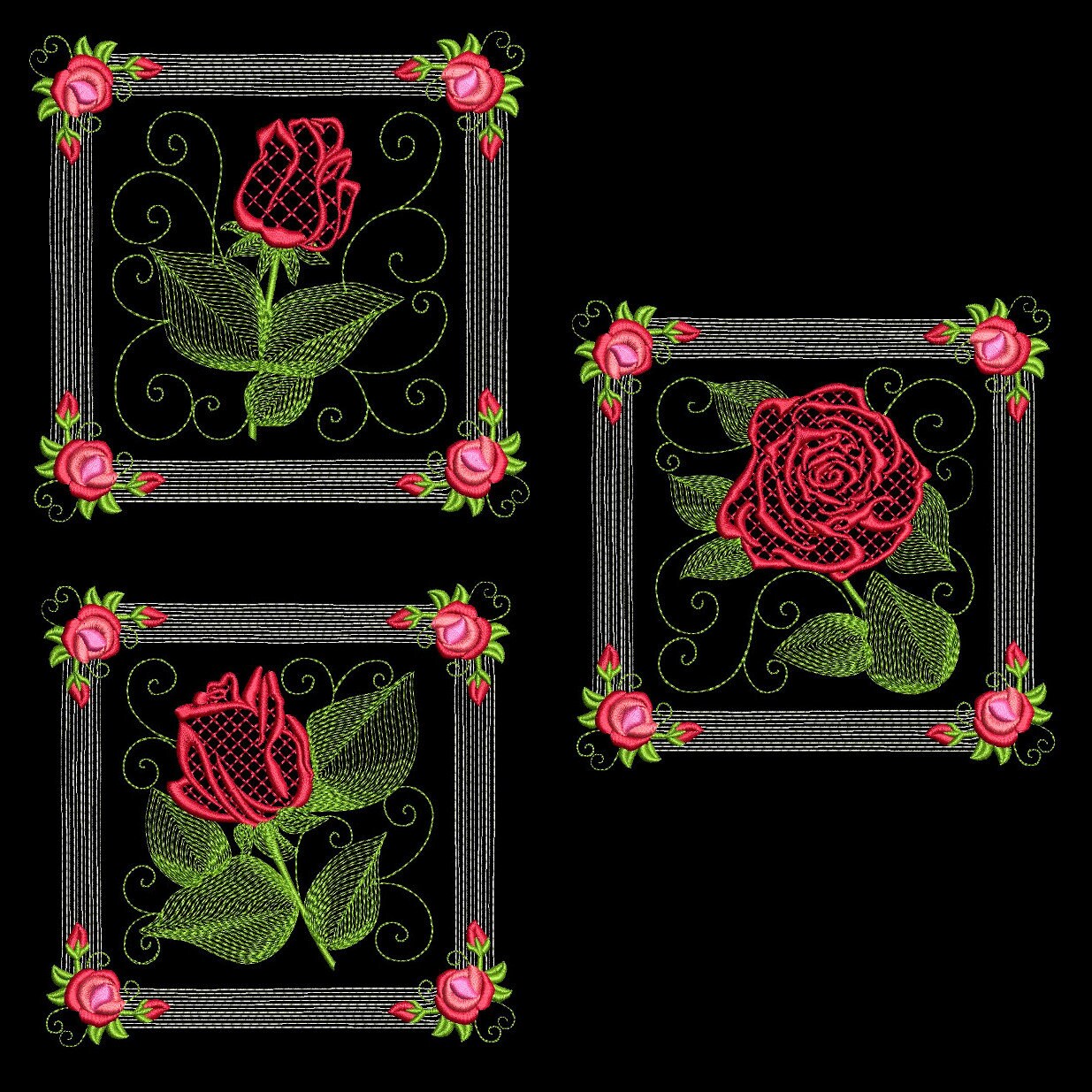 PRETTY ROSE BLOCKS 6inch 10 Machine Embroidery Designs - Etsy