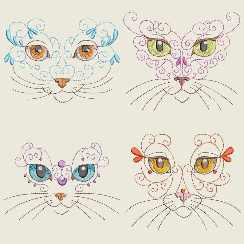 KATZ EYES 2 (6inch) - 10 Machine Embroidery Designs Instant Download ...