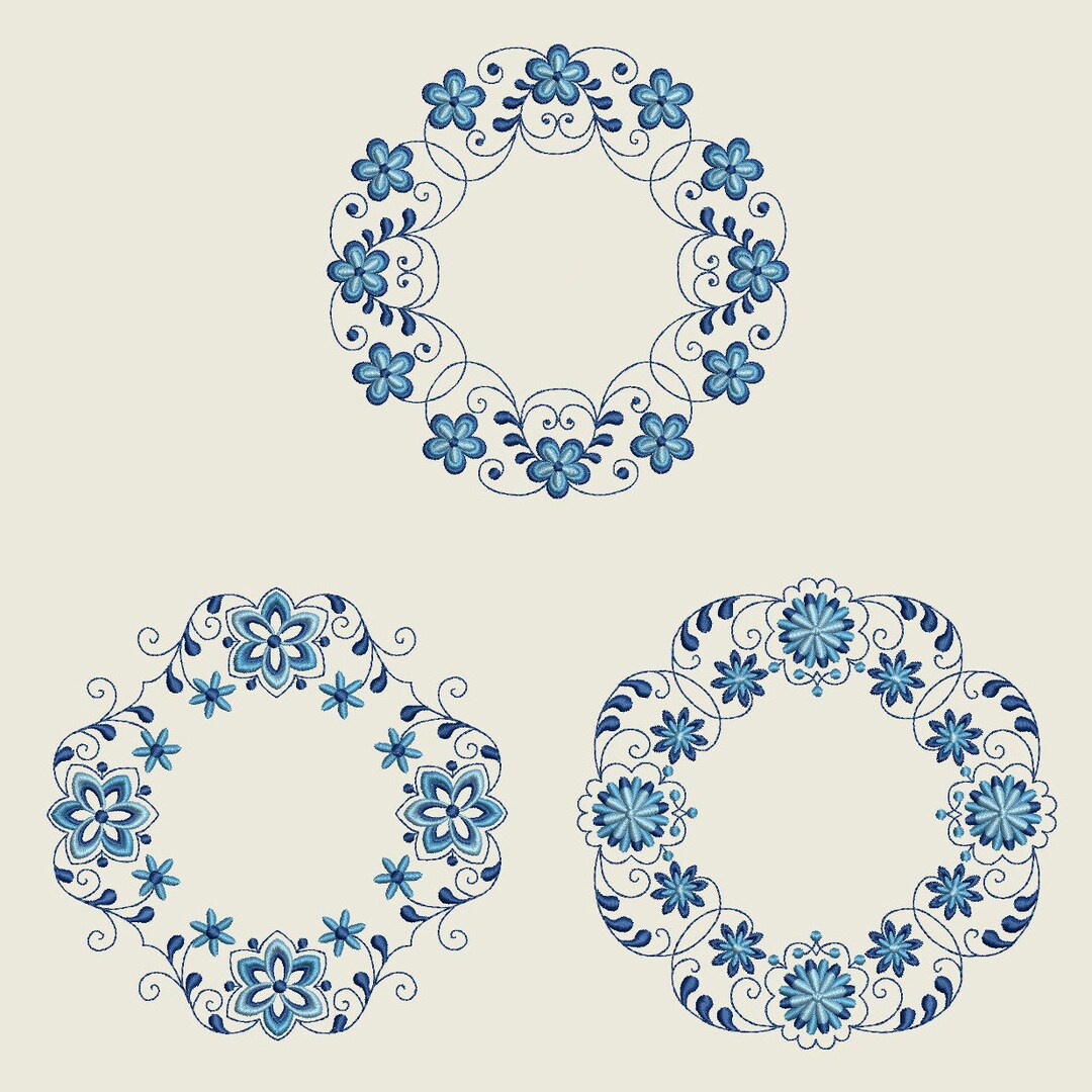 DELFT BLUE QUILT Blocks (5inch) - 10 Machine Embroidery Designs Instant ...