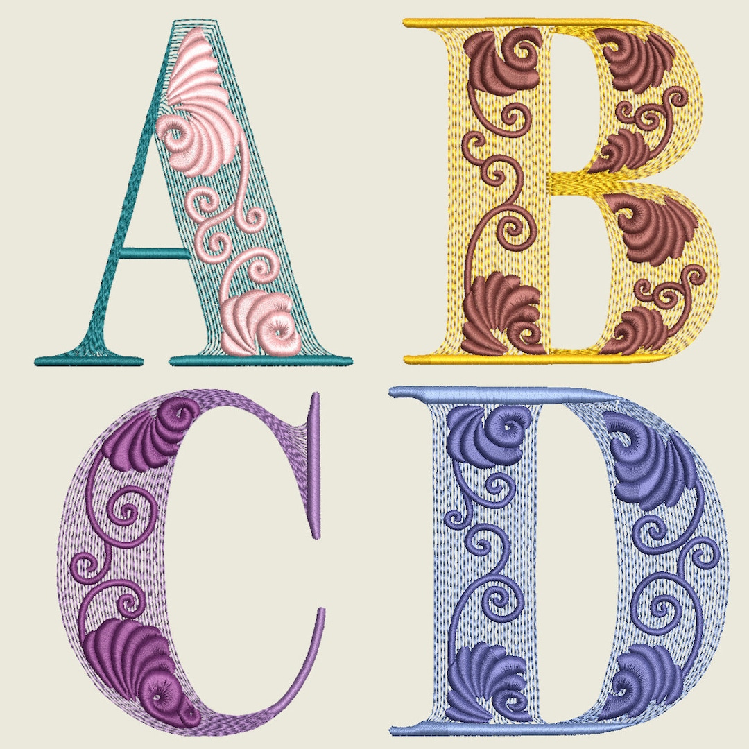 FEATHER ALPHABET and NUMBERS (3.88in)- 36 Machine Embroidery Designs ...