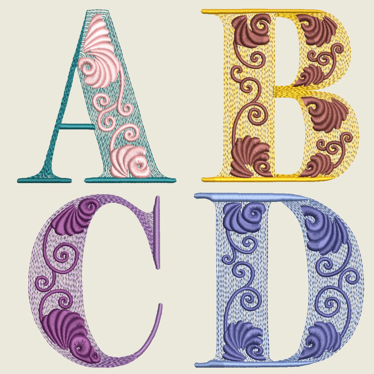 FEATHER ALPHABET and NUMBERS (3.88in)- 36 Machine Embroidery Designs ...