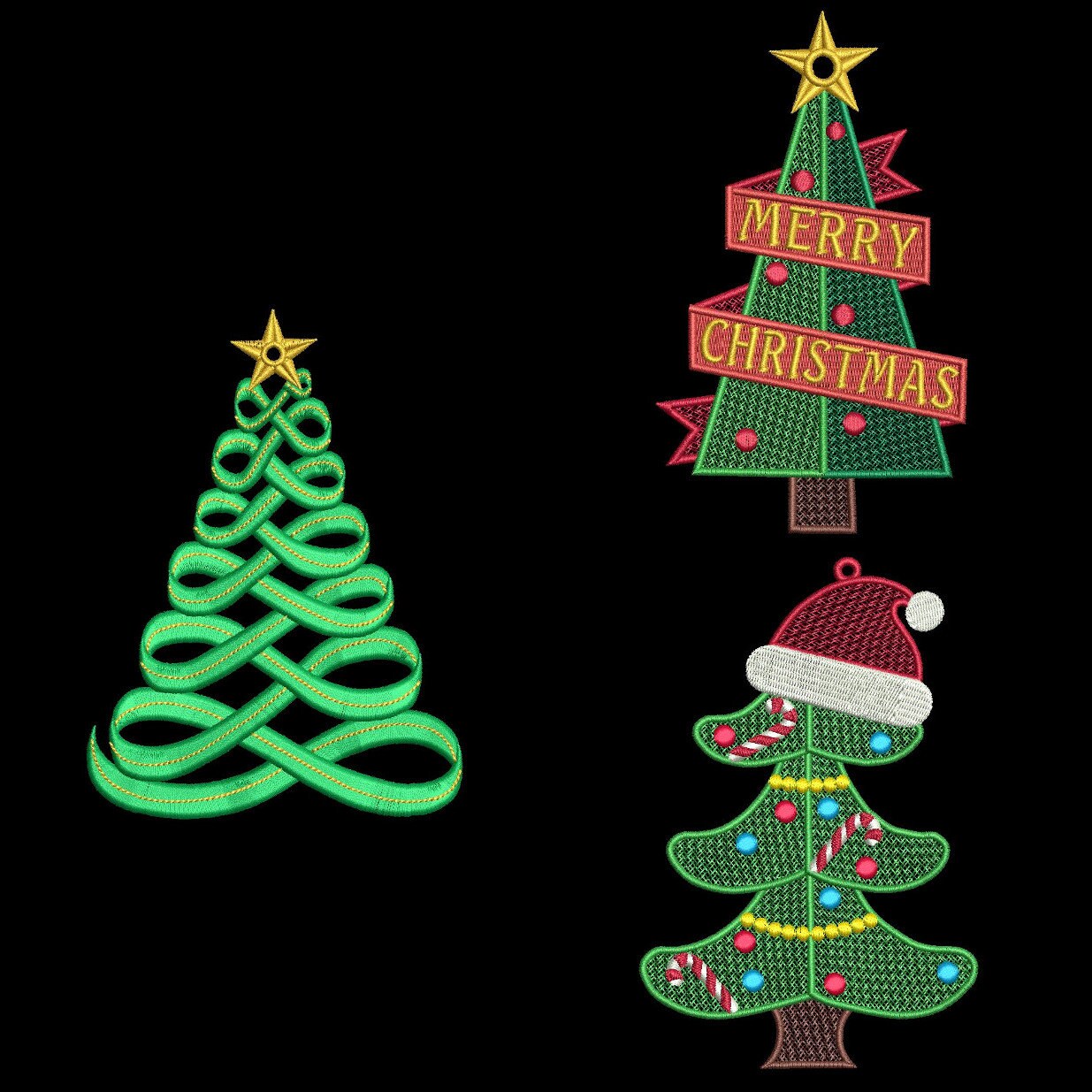 FSL CHRISTMAS TREES (5 Inch)- 10 Machine Embroidery Designs Instant ...