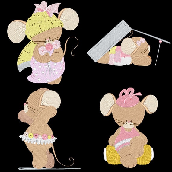 SEW SWEET MICE Design Pack1 4inch 10 Machine Embroidery - Etsy