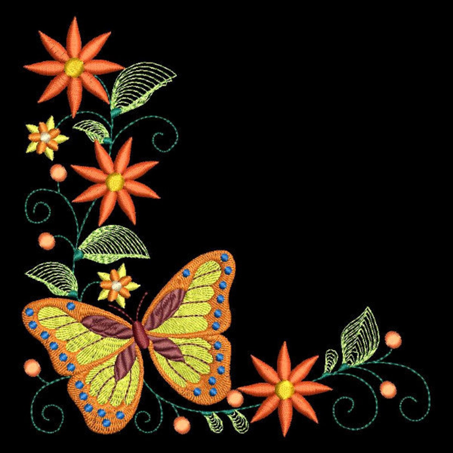 FLUTTERBY CORNERS (6inch) - 10 Machine Embroidery Designs Instant ...