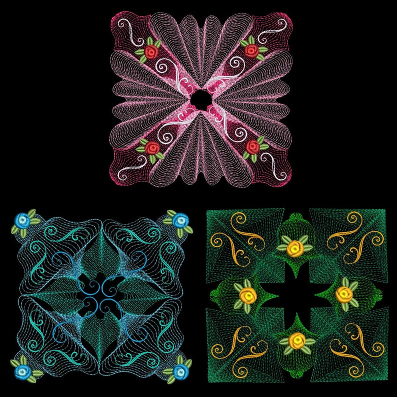 RIPPLE FLOWER SQUARES 6 Inch 10 Machine Embroidery Designs | Etsy