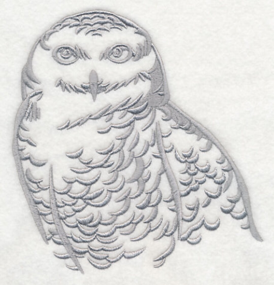 COOL SILHOUETTE SNOWY Owl Machine Embroidered Quilt Block azeb - Etsy