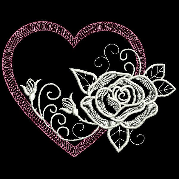 WHITE ROSE (4 INCH Size) - 10 Machine Embroidery Designs Instant ...