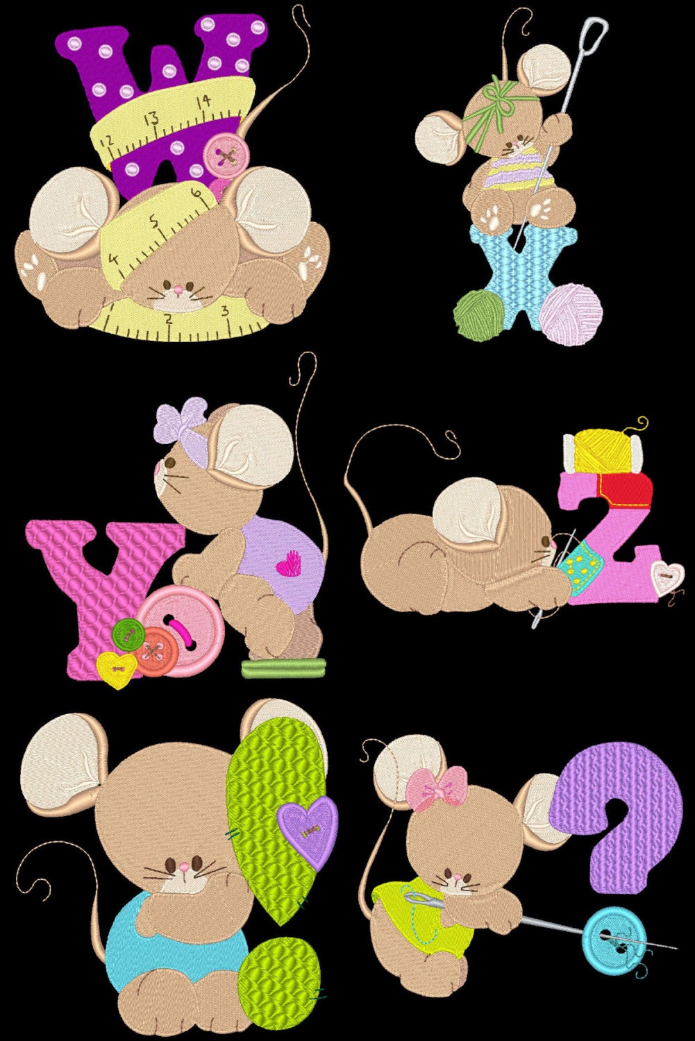 SEW SWEET MICE Alphabet 90 Machine Embroidery Designs | Etsy