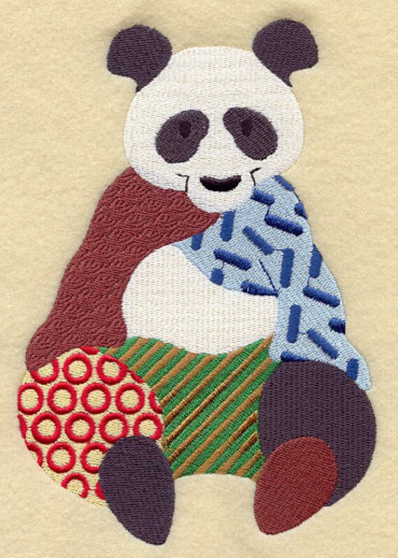 PATCHWORK PANDA Machine Embroidered Quilt Blocksazeb - Etsy