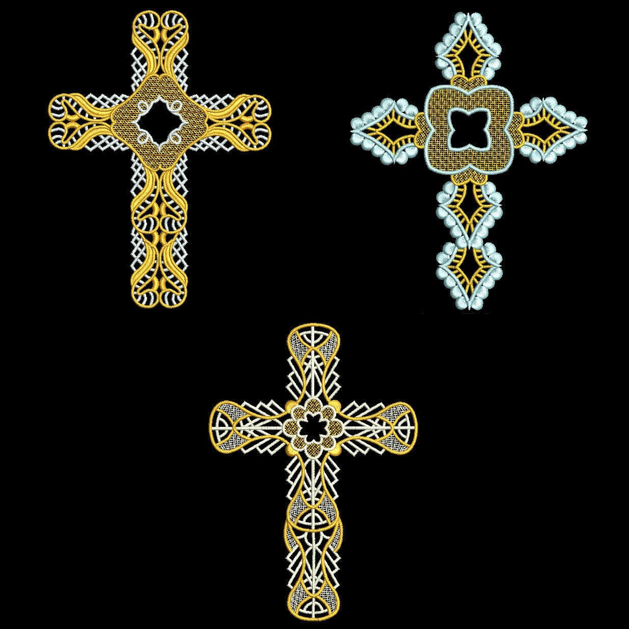 FSL ORNATE CROSSES (6inch) -10 Machine Embroidery Design Instant ...
