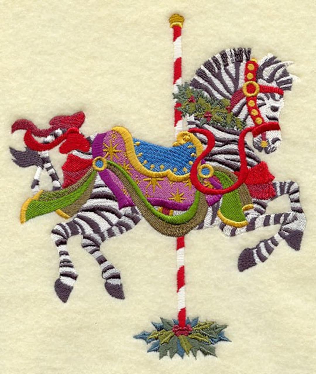CAROUSEL CHRISTMAS ZEBRA - Machine Embroidery Quilt Block (azeb) - Etsy