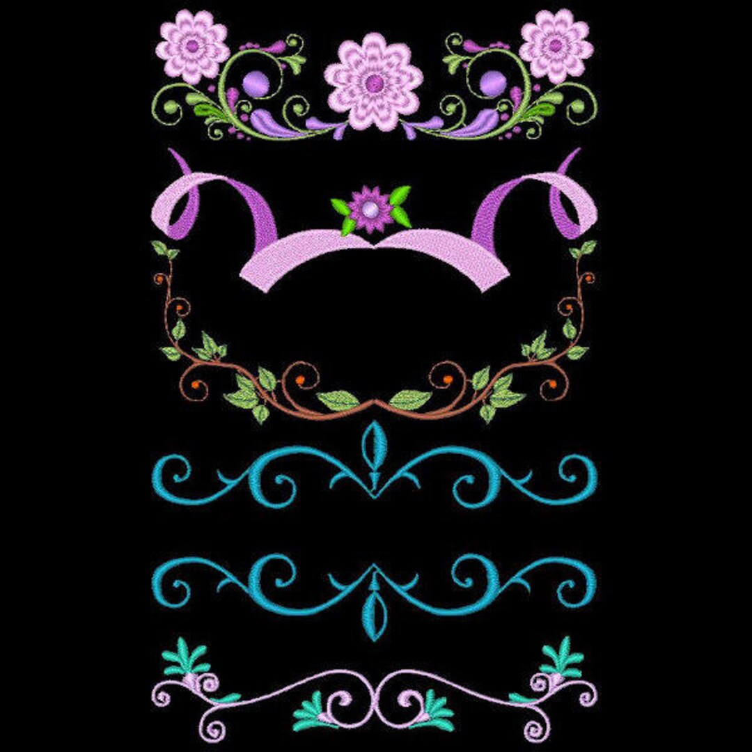 FANCY BORDERS #2 (5inch) - 10 Machine Embroidery Designs Instant ...