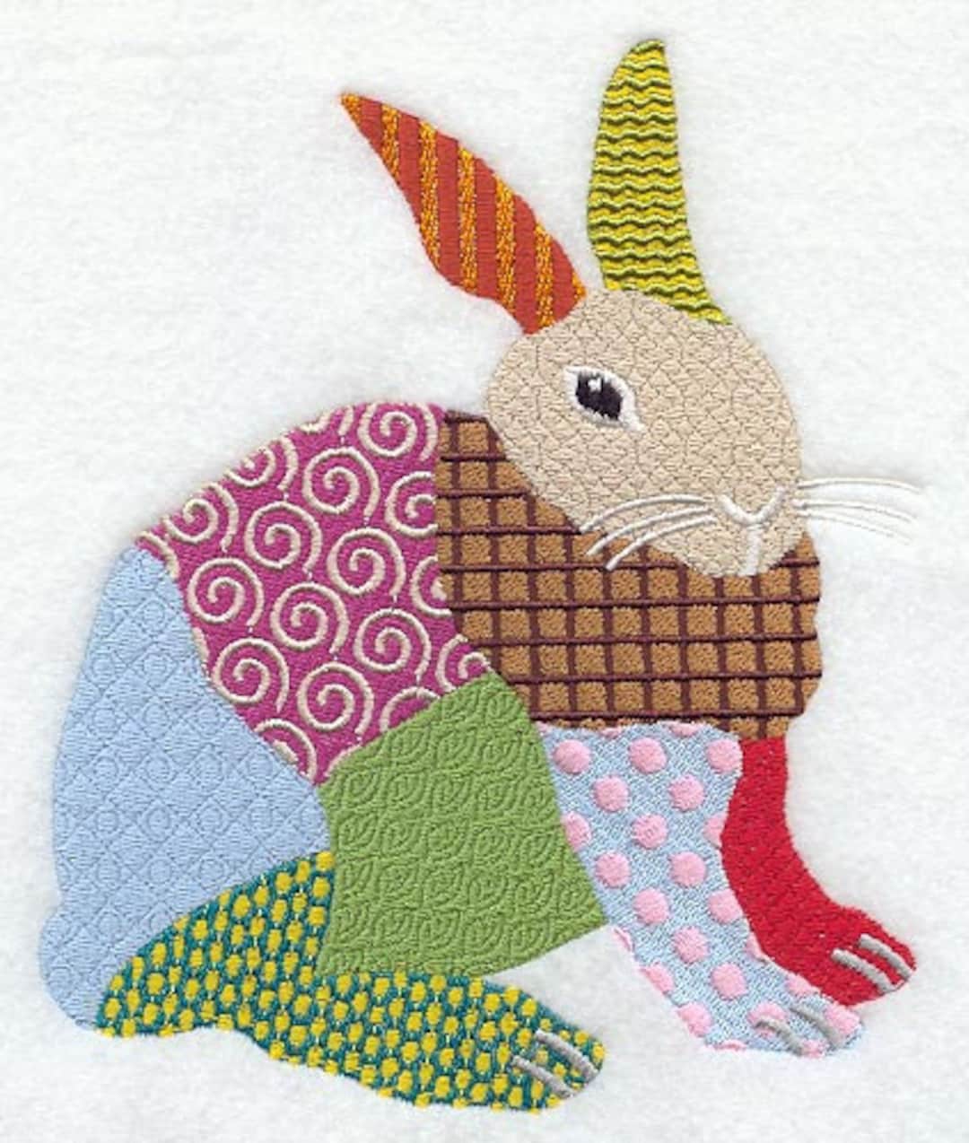 PATCHWORK RABBIT 2 Machine Embroidery Quilt Blocksazeb - Etsy