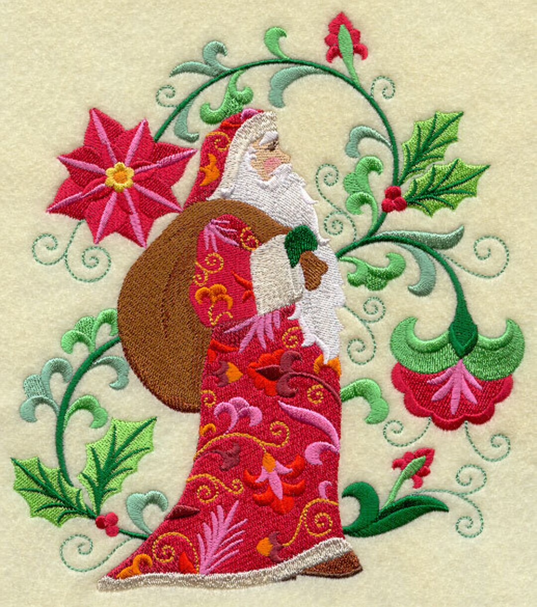 SUZANI SANTA CLAUS Machine Embroidered Quilt Blocks azeb - Etsy