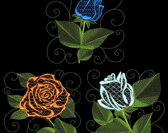 VINTAGE ROSES 5inch 10 Machine Embroidery Designs Instant | Etsy