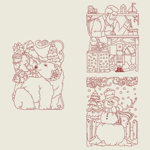 Christmas Redwork - Etsy