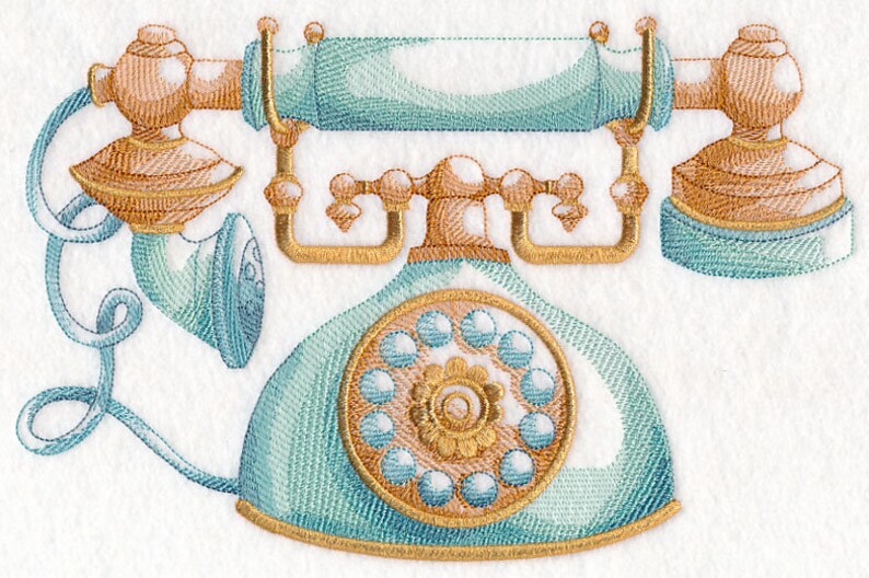 ANTIQUE TELEPHONE Machine Embroidery Quilt Block azeb | Etsy