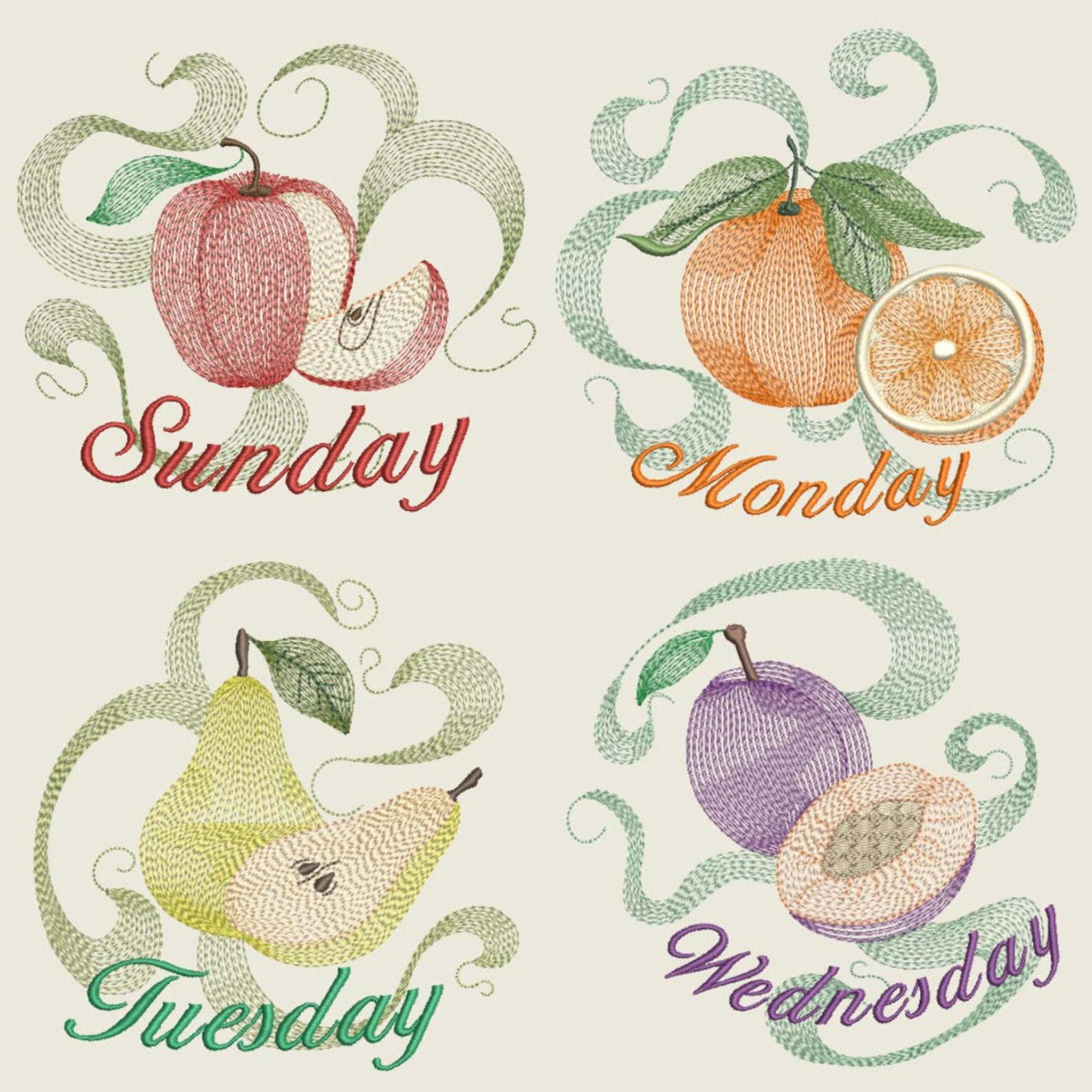 DOTW RIPPLE FRUIT 6inch 7 Machine Embroidery Designs - Etsy