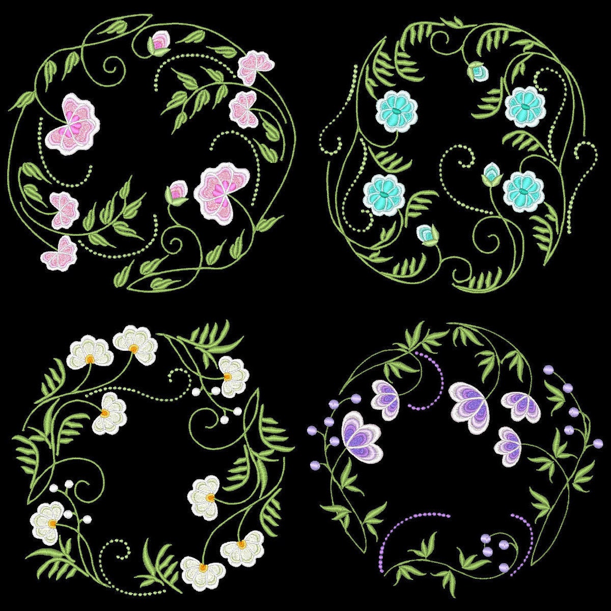 CIRCLE OF FLOWERS 6inch 10 Machine Embroidery Designs | Etsy