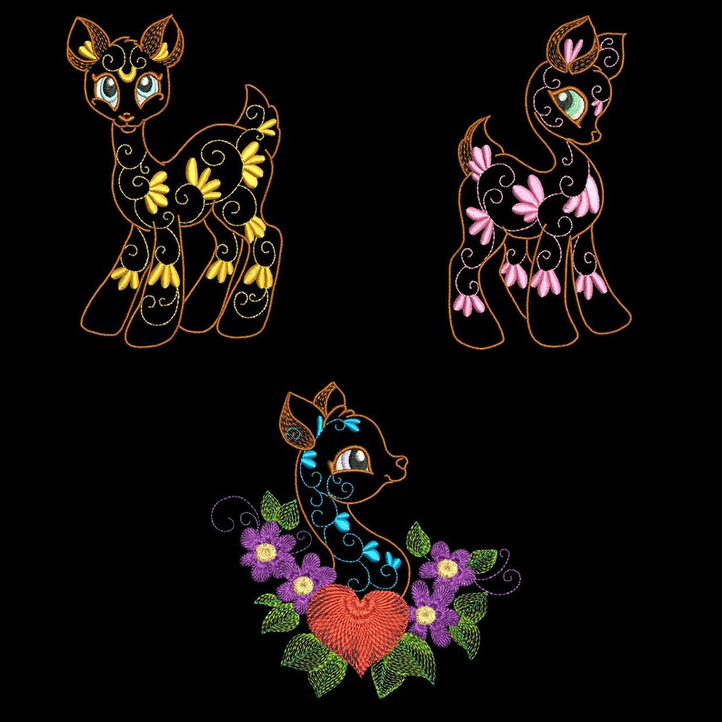 CURLY DEER 6inch 10 Machine Embroidery Designs Instant - Etsy