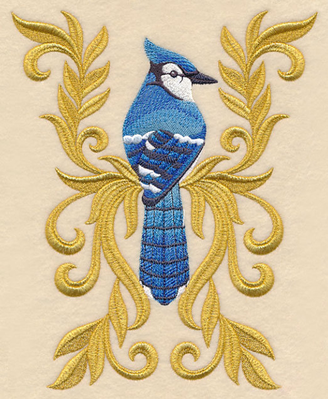 BAROQUE BLUE JAY- Machine Embroidered Quilt Block (azeb) - Etsy