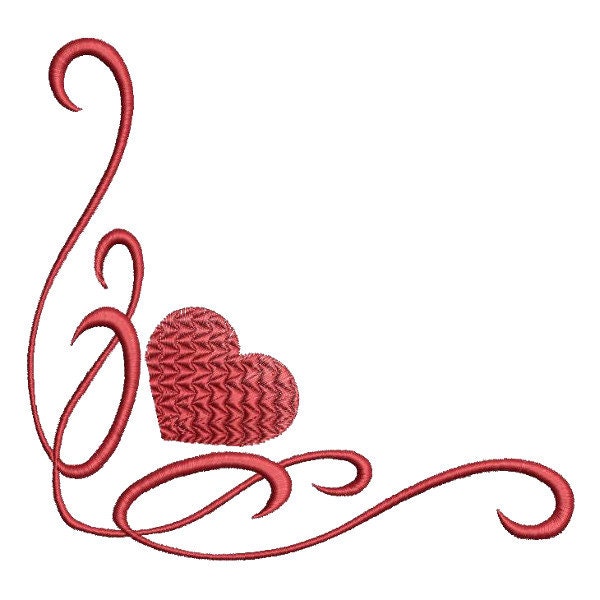 HEART CORNERS 4inch 10 Machine Embroidery Designs Instant | Etsy
