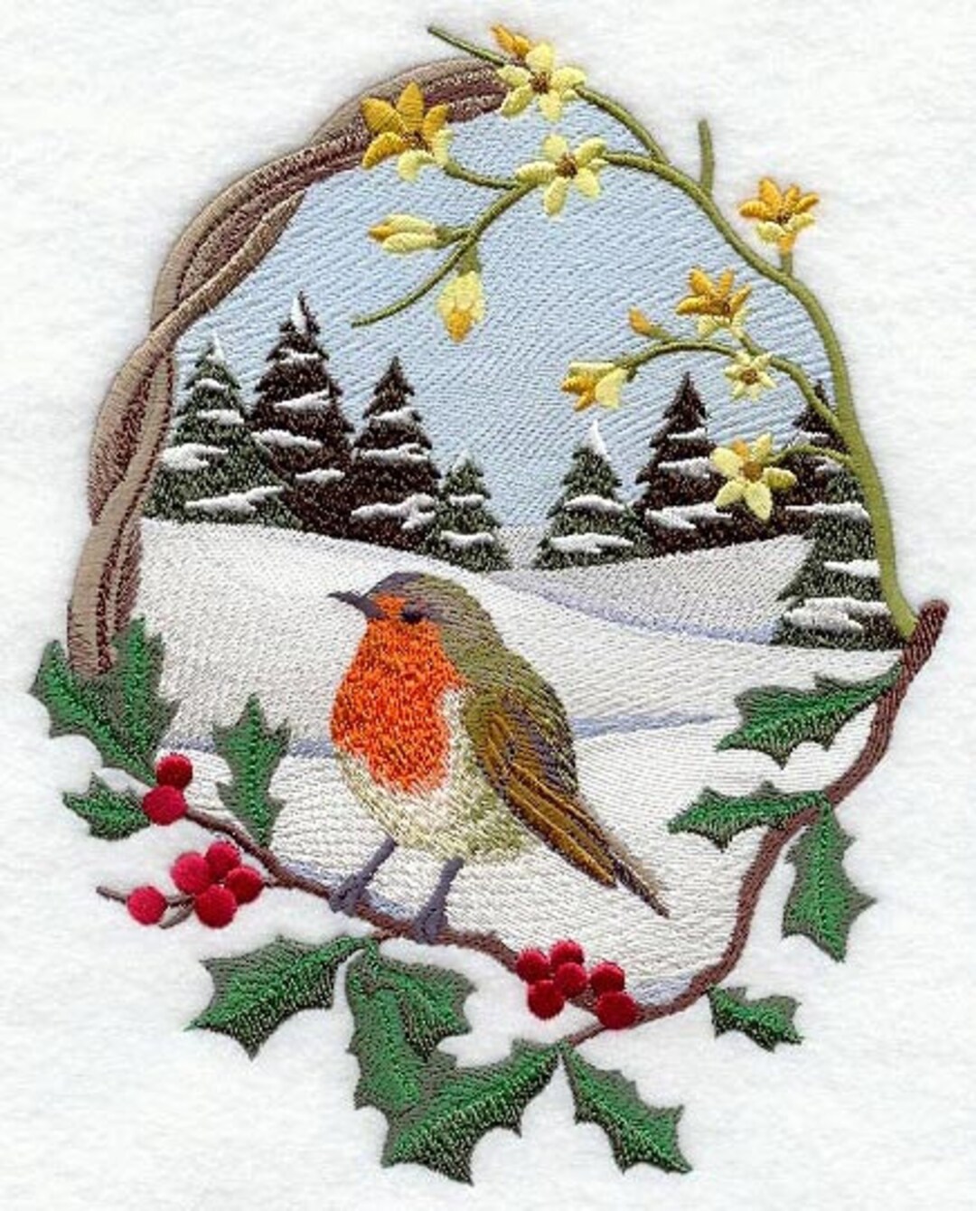 BRITISH ROBIN OVAL Machine Embroidered Quilt Block azeb - Etsy