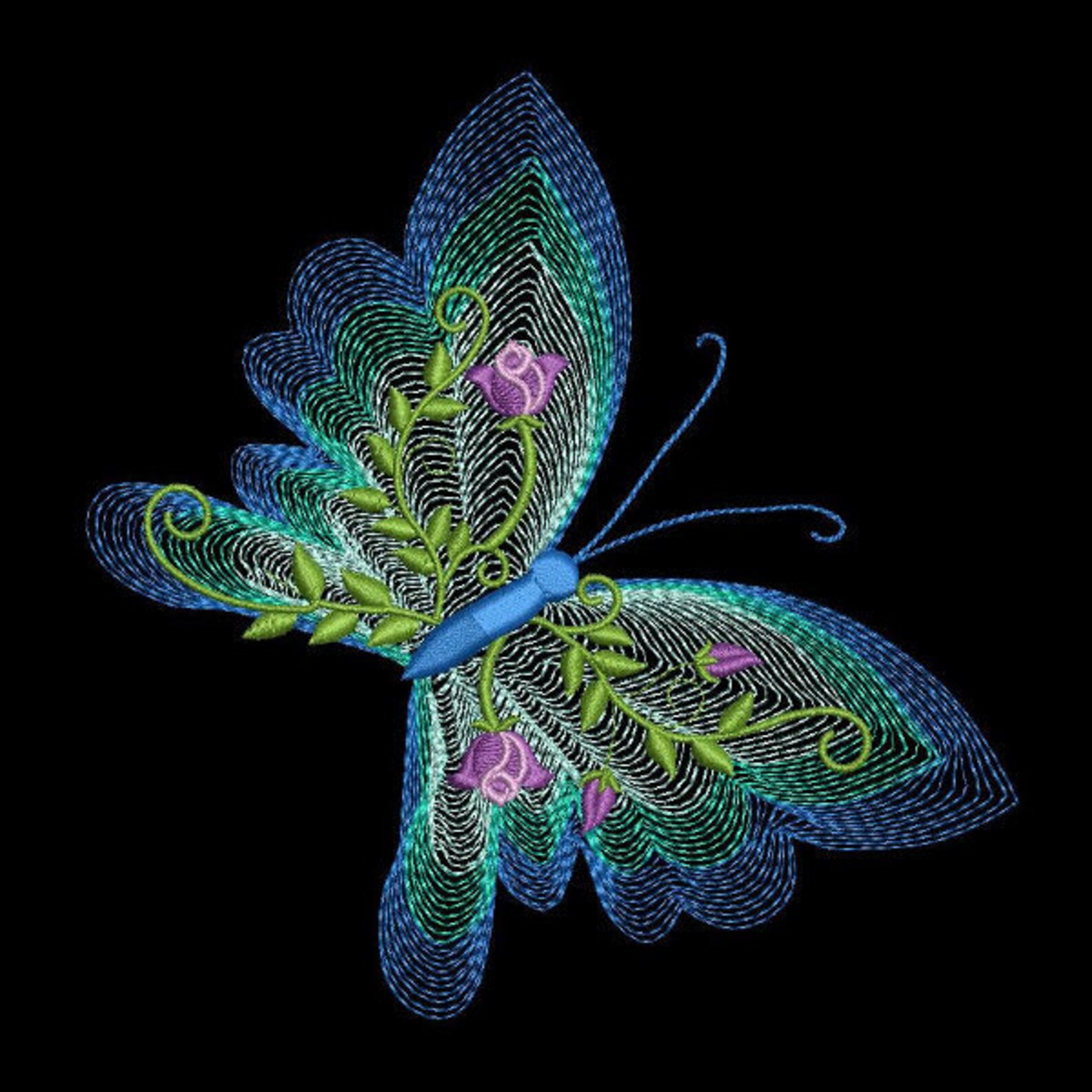 FLUTTERBY LUV #3 (5 Inch Size) Pack- 10 Machine Embroidery Designs ...
