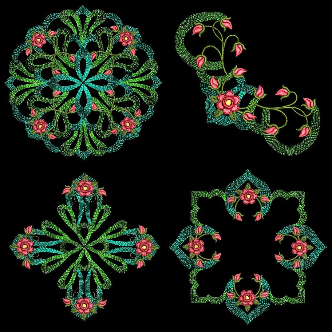 RIPPLED ROSE BLOCKS (6inch) - 12 Machine Embroidery Designs Instant ...