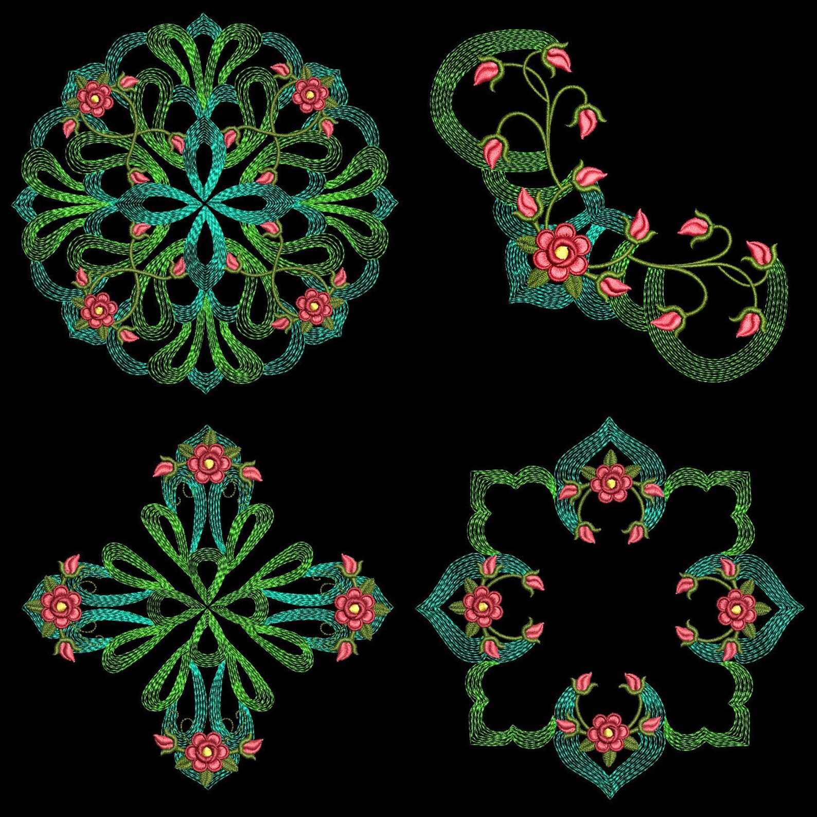 RIPPLED ROSE BLOCKS 6inch 12 Machine Embroidery Designs | Etsy