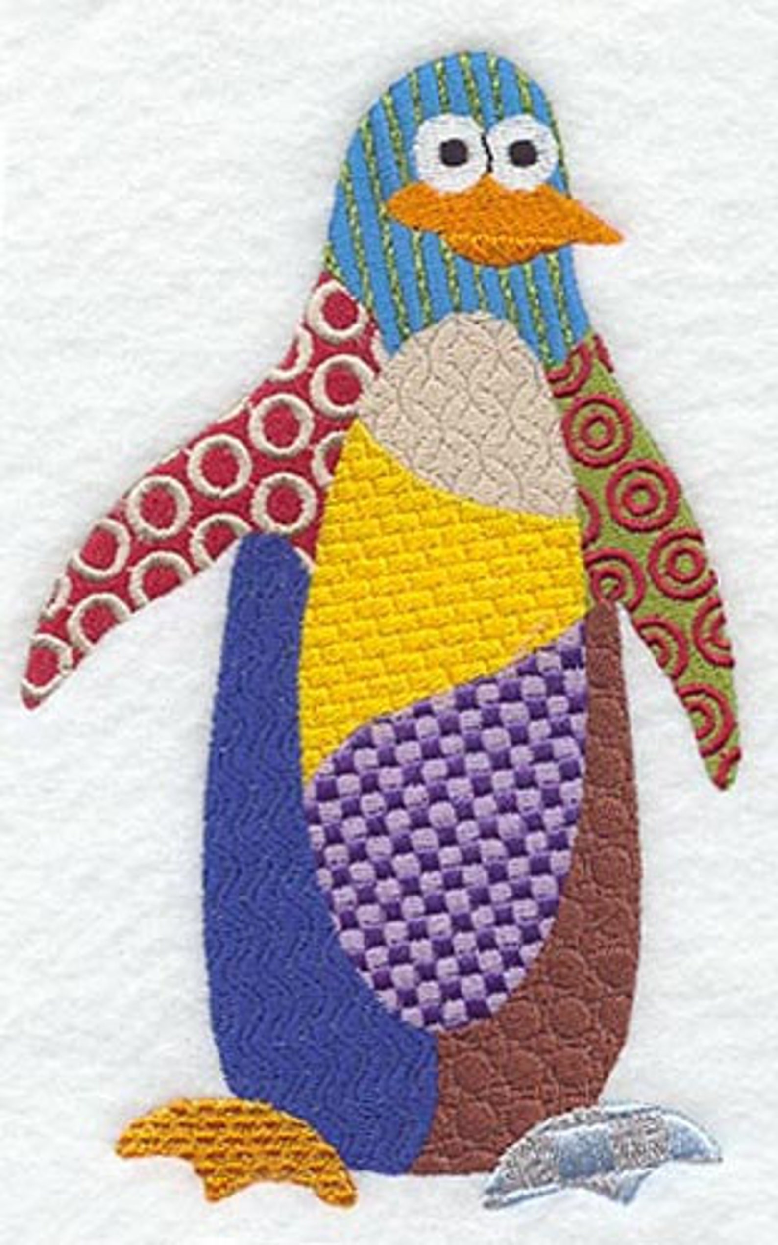 PATCHWORK PENGUIN Machine Embroidery Quilt Blockazeb - Etsy