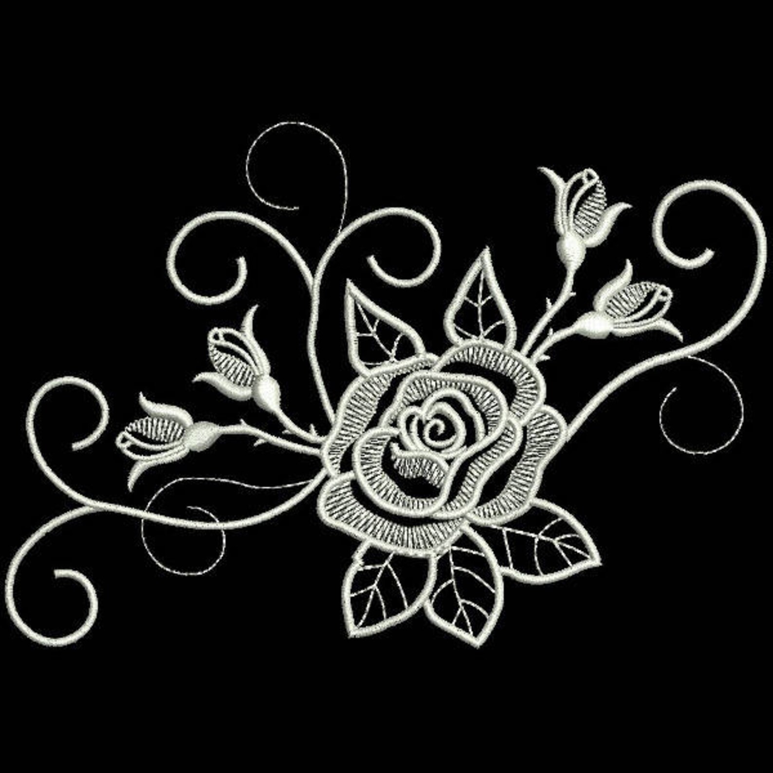 WHITE ROSE (6 INCH Size) - 10 Machine Embroidery Designs Instant ...
