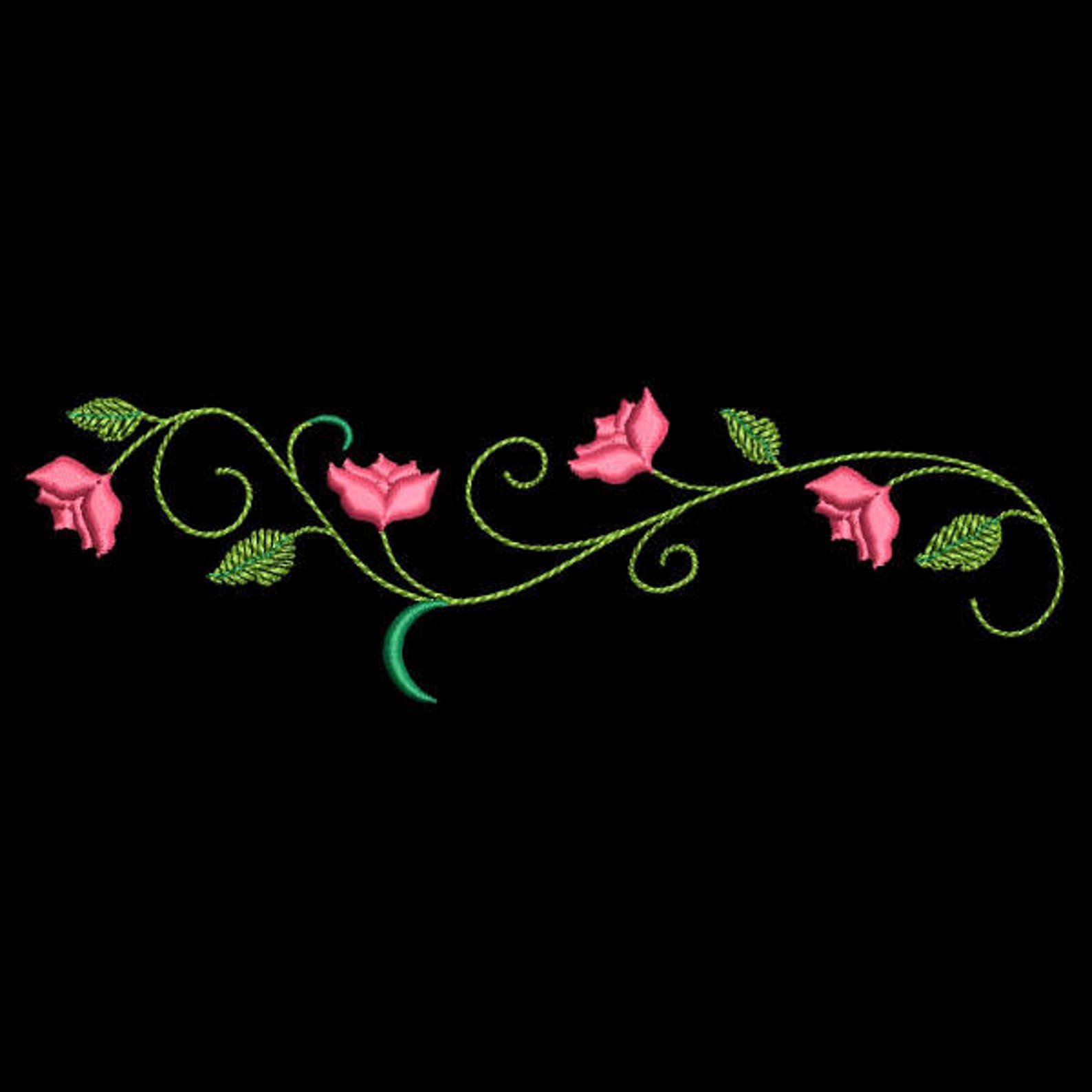 SIMPLE FLOWER BORDERS (5inch) - 10 Machine Embroidery Designs Instant ...