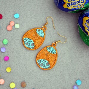 FSL EASTER EGG Earrings (1.50 Inch) (free Standing Lace)- 10 Machine ...