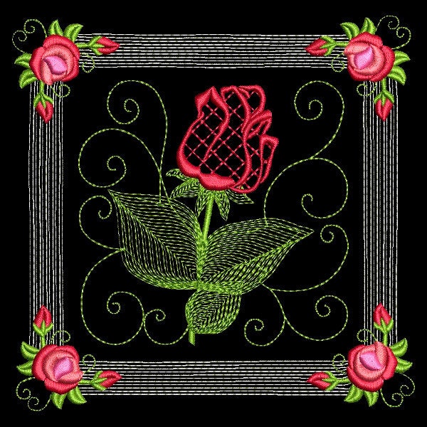 PRETTY ROSE BLOCKS 6inch 10 Machine Embroidery Designs - Etsy